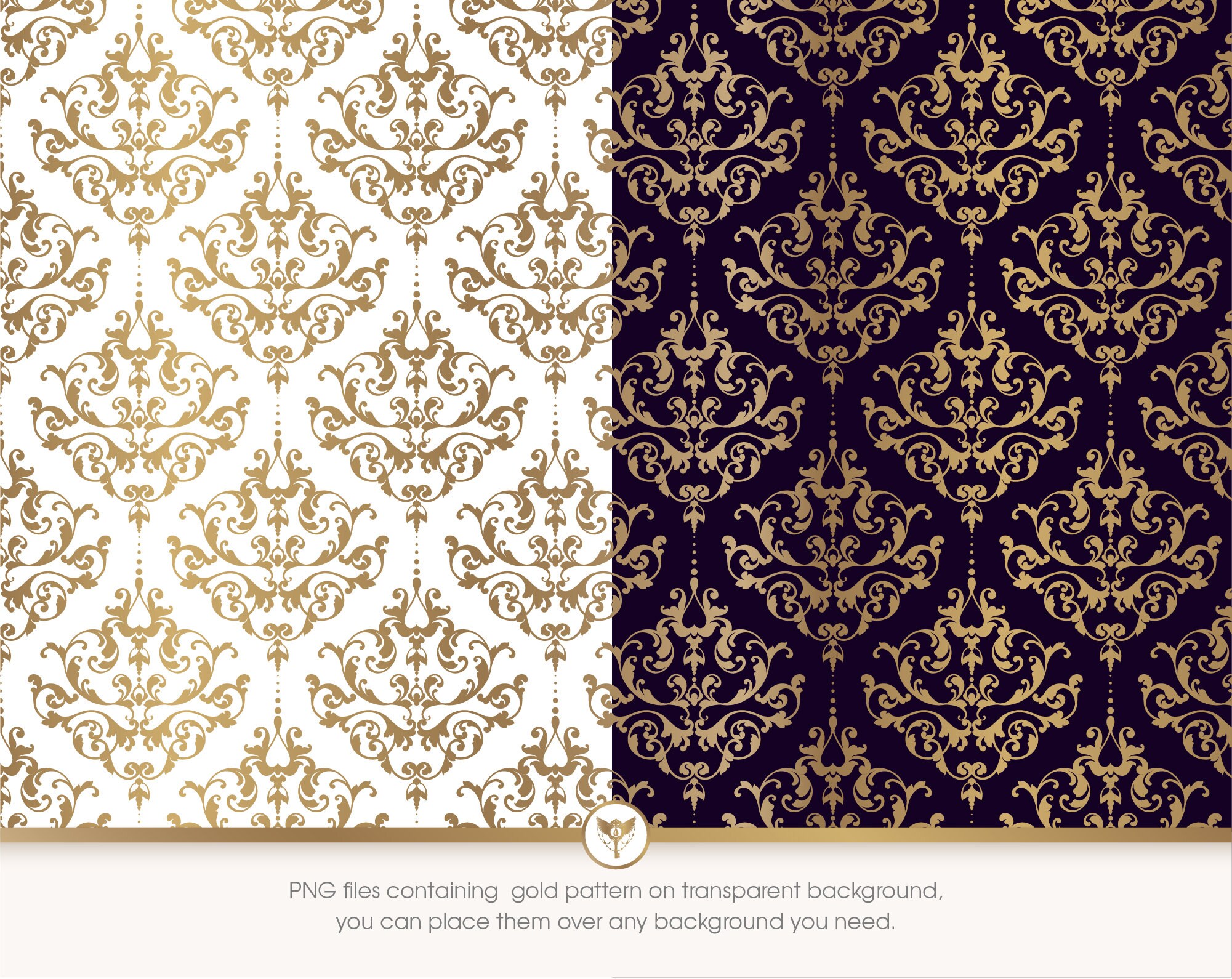Gold Damask Digital Paper Pack. Victorian Pattern Seamless - Etsy