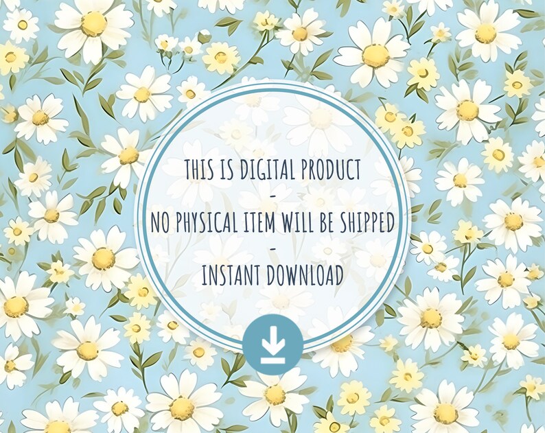 Daisy Floral Digital Paper, Abstract Watercolor Daisies Flowers ...
