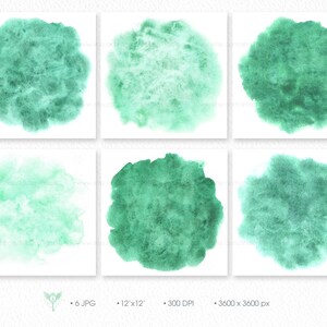 Emerald Green Digital Paper, Abstract Watercolor Background, Scrapbook ...