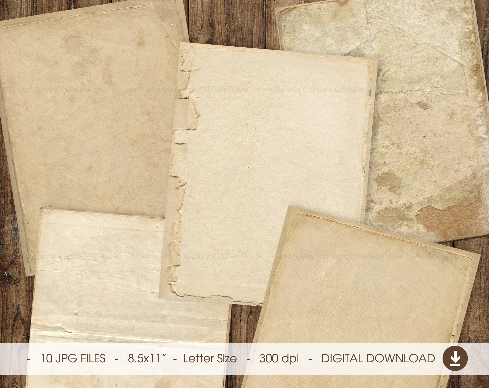 Old Paper Digital Download. Vintage Printable Scrapbook Paper, Junk ...