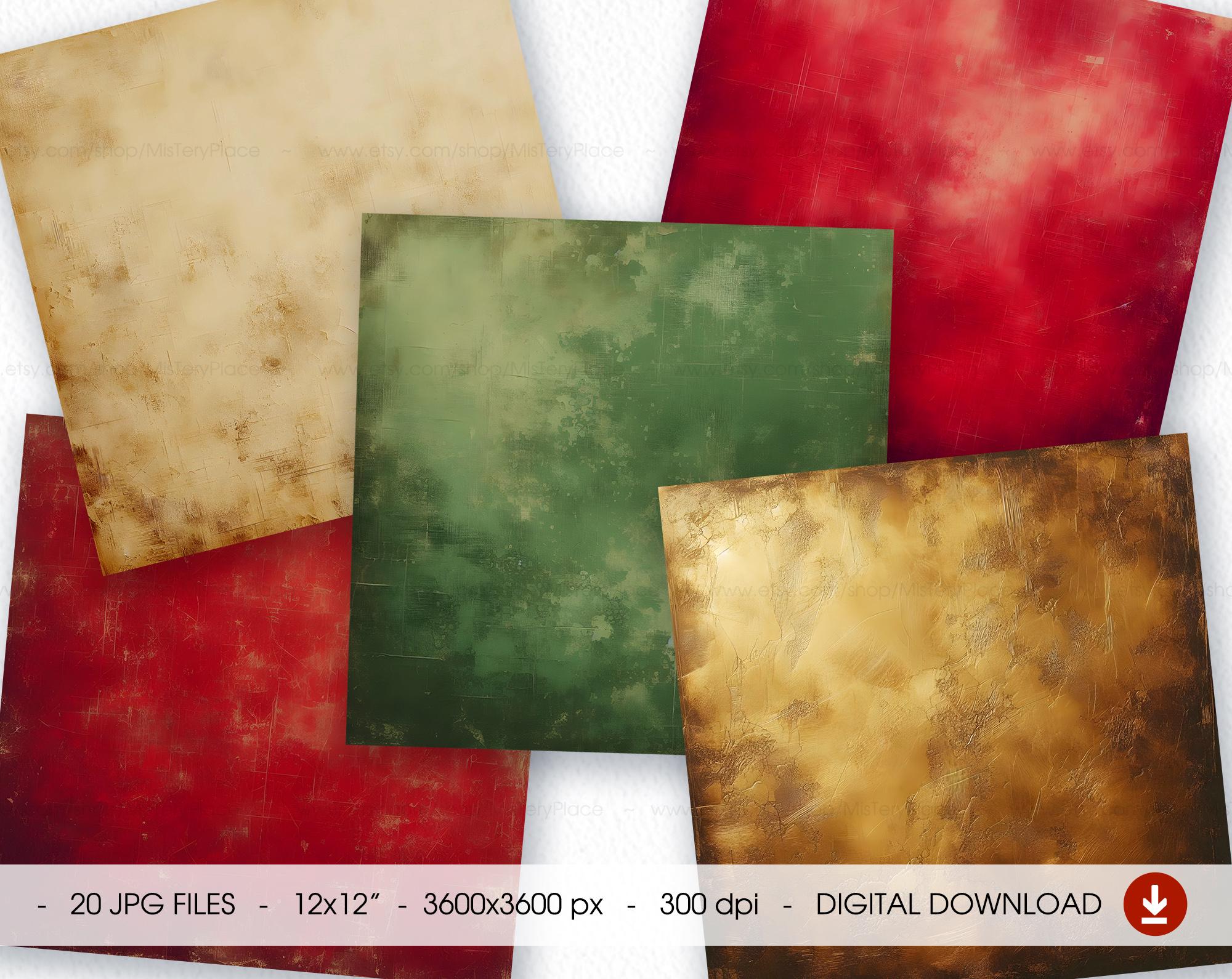 Vintage Classic Christmas Digital Paper, Abstract Grunge Red Gold Greed ...
