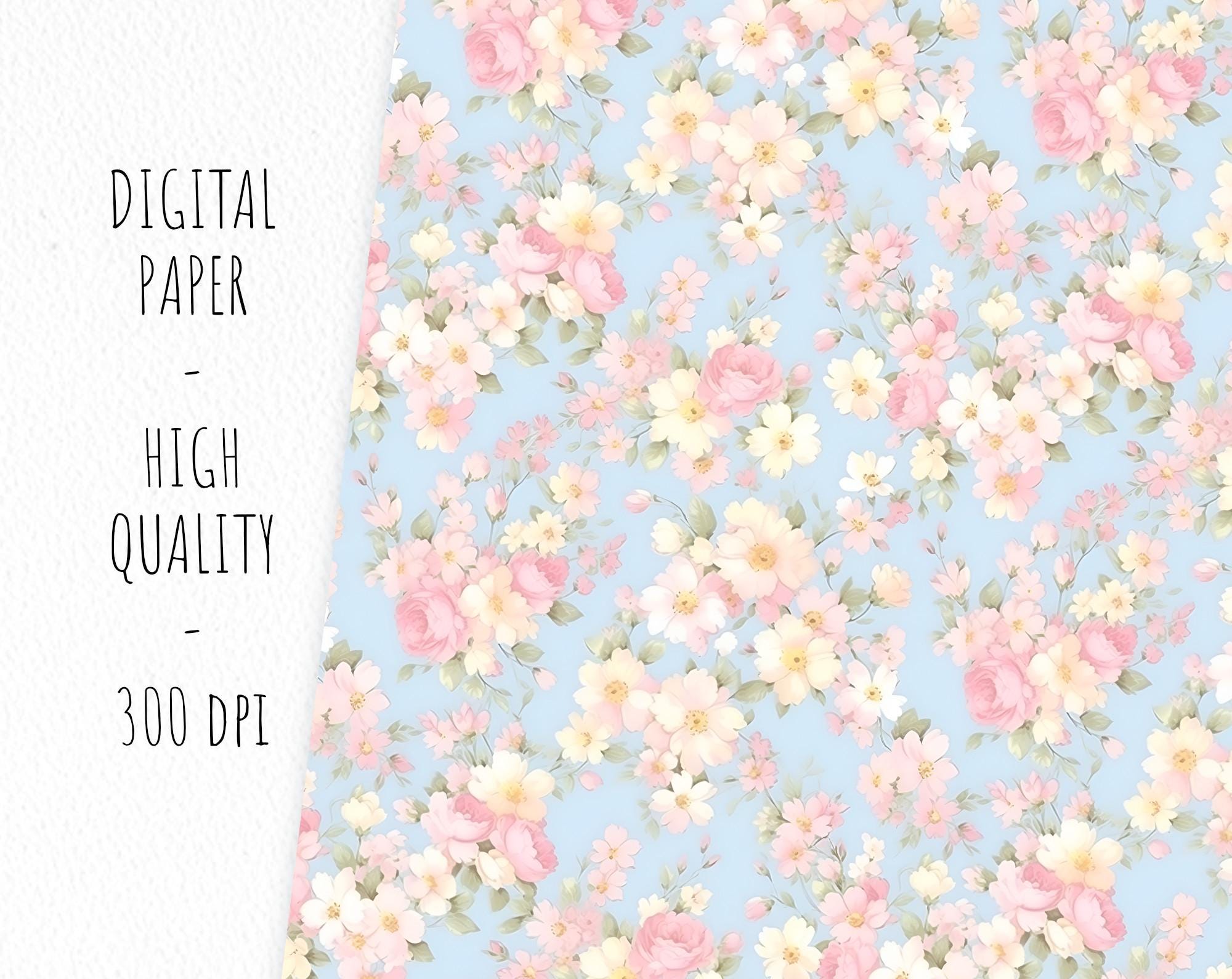 Vintage Spring Digital Paper: Printable Pastel Floral Scrapbook ...