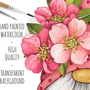 Spring Blossom Gnome PNG Clipart. Garden Gnomes Cute Watercolor Clipart ...