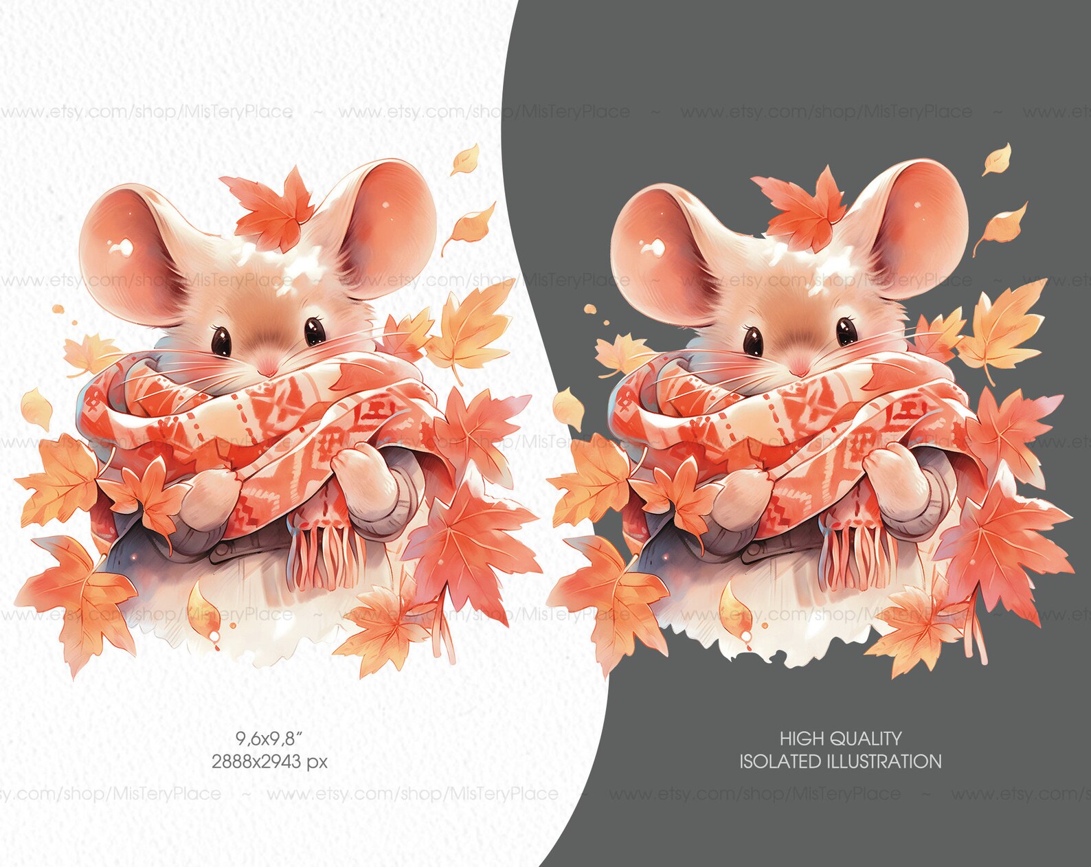 Cute Fall Mouse PNG Clipart. Autumn Sublimation Designs, Digital ...