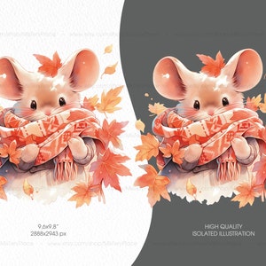 Cute Fall Mouse PNG Clipart. Autumn Sublimation Designs, Digital ...