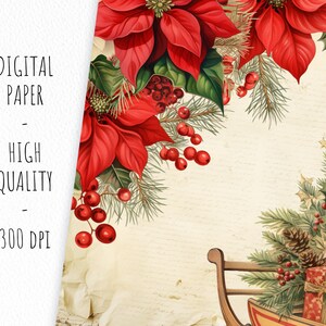 Vintage Christmas Digital Paper, Retro Christmas Scrapbook Paper ...