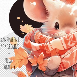 Cute Fall Mouse PNG Clipart. Autumn Sublimation Designs, Digital ...