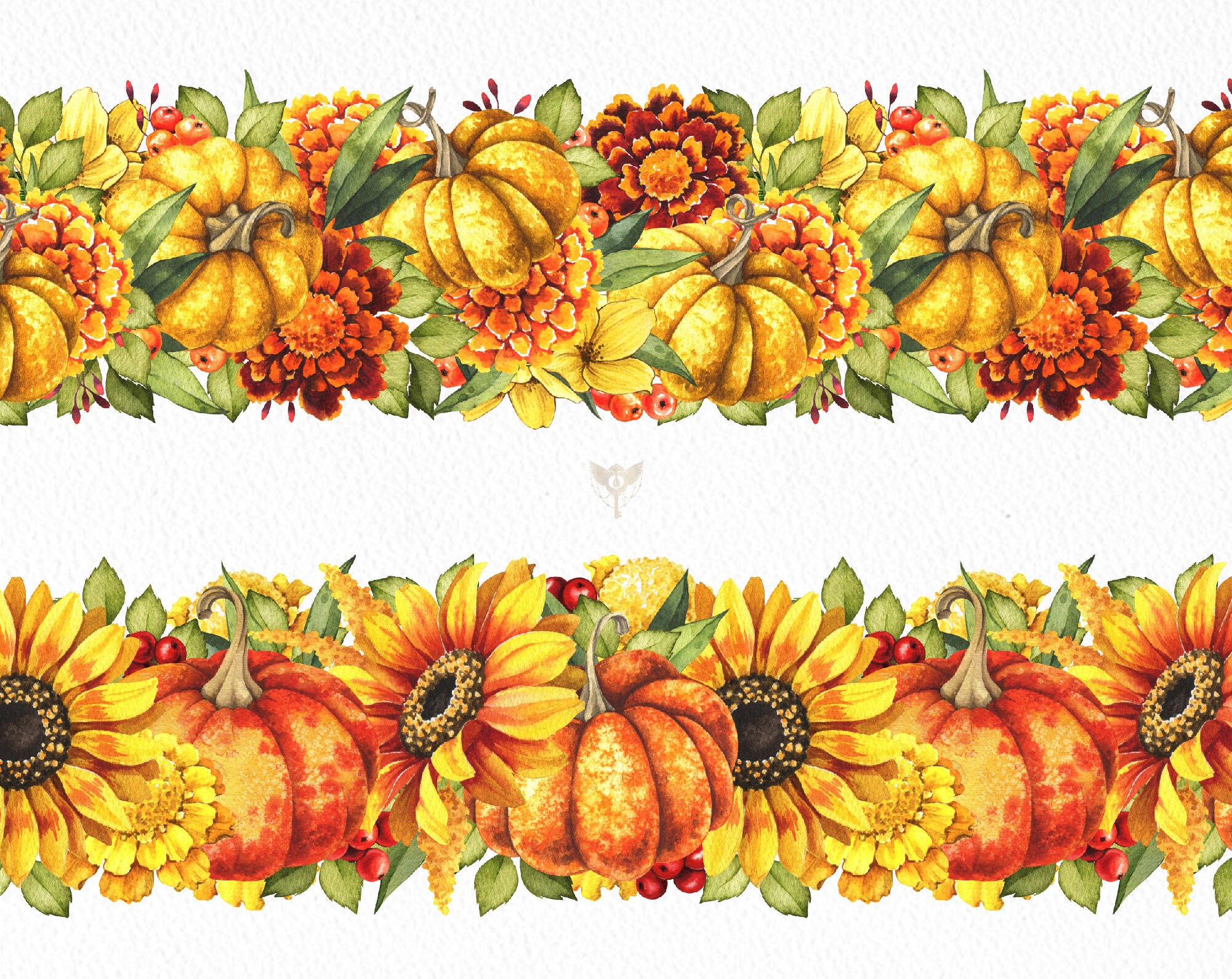 Pumpkin Border PNG Clipart. Fall Garland Clipart With - Etsy