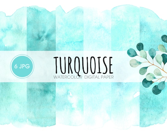 Teal Watercolor Digital Paper Abstract Watercolor Patterns | Etsy