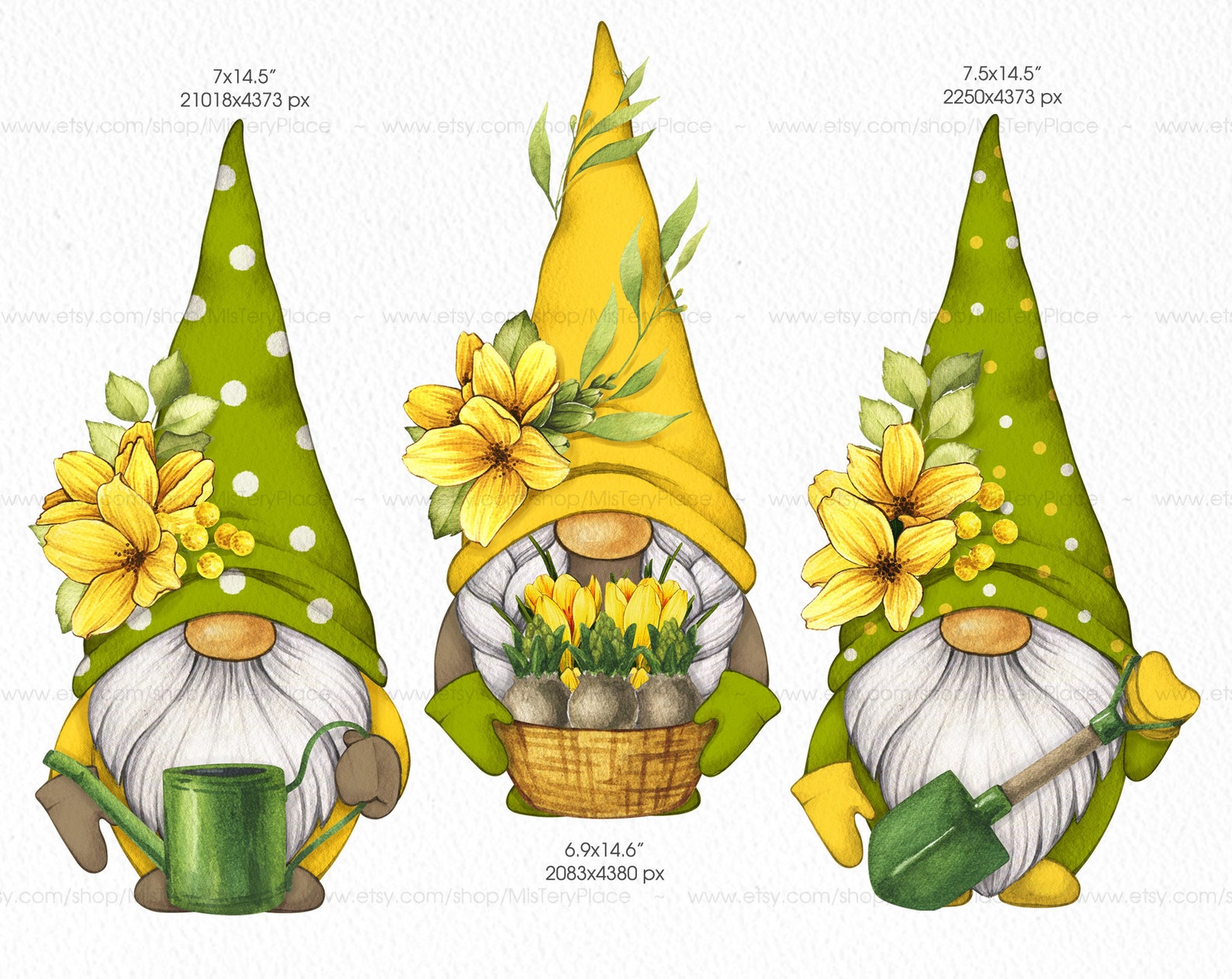 Spring Garden Gnome PNG Clipart. Cute Gnome Watercolor Clipart - Etsy