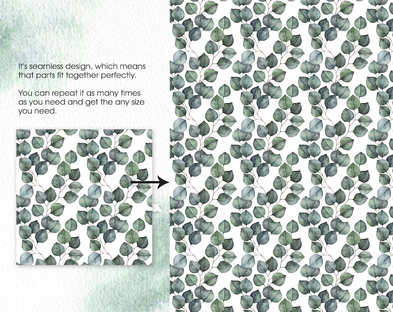 Sage Green Floral Digital Paper. Eucalyptus Seamless Pattern. - Etsy