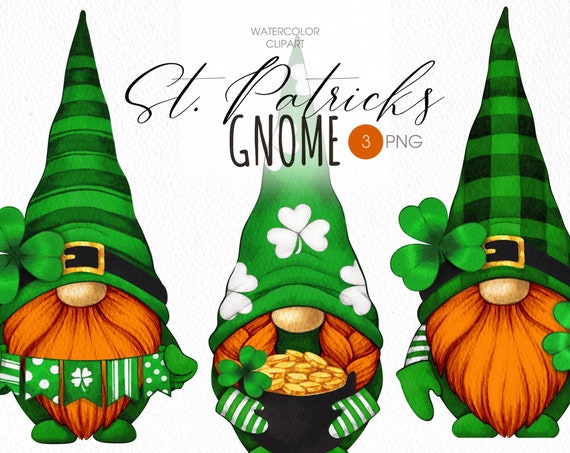 St Patricks Gnome PNG Clipart. St Patricks Day Png Watercolor | Etsy