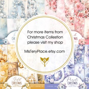 Christmas Pastel Purple Digital Paper, Winter Floral Scrapbook Paper ...