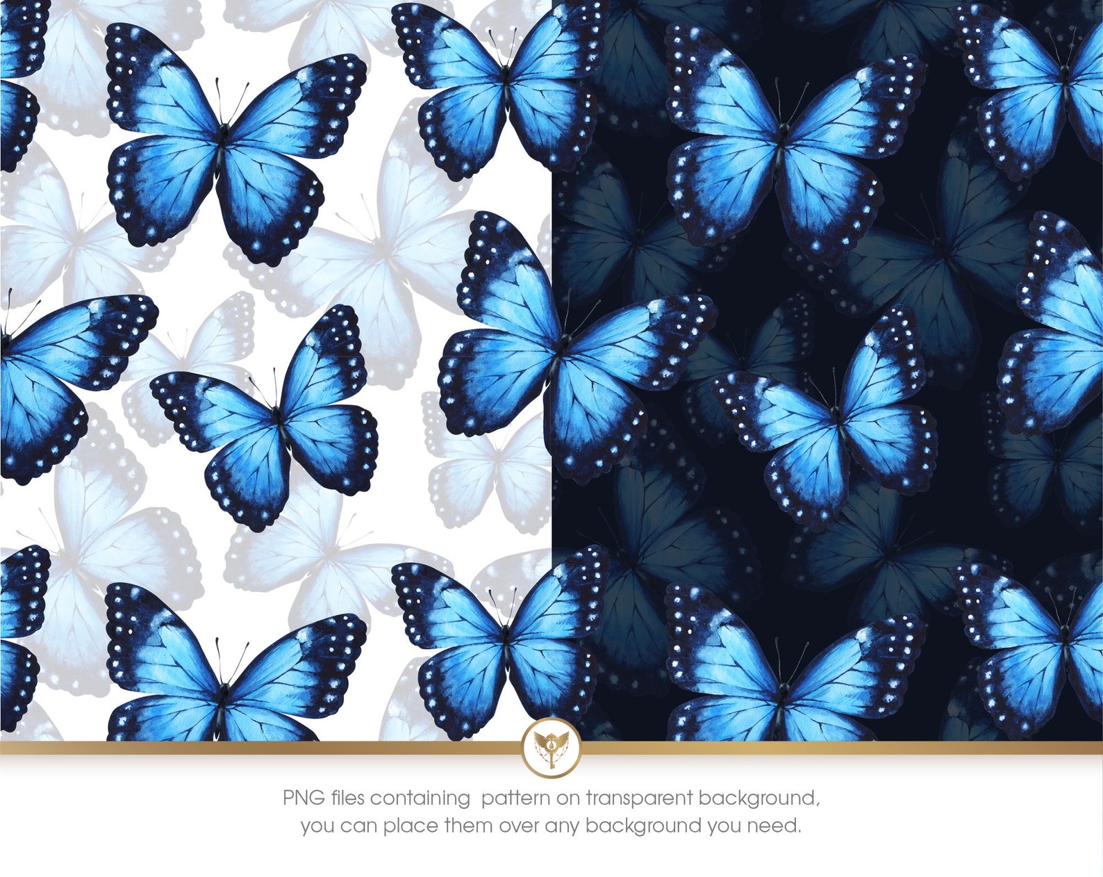 Blue Butterfly Digital Paper. Watercolor Butterfly Seamless | Etsy