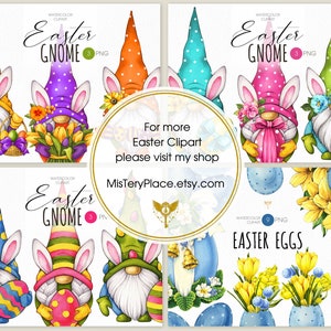Easter Bunny Gnomes PNG Clipart. Cute Easter Watercolor Clipart. - Etsy