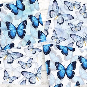 Blue Butterfly Digital Paper. Watercolor Butterfly Seamless Pattern ...