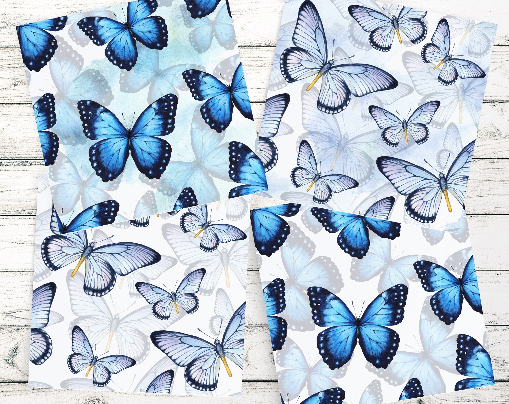 Blue Butterfly Digital Paper. Watercolor Butterfly Seamless | Etsy