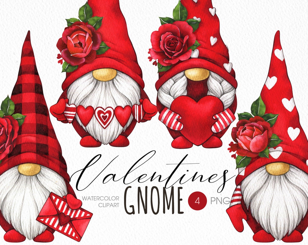 Valentine Gnomes PNG Clipart. Valentines Day Cute Gnome Watercolor ...