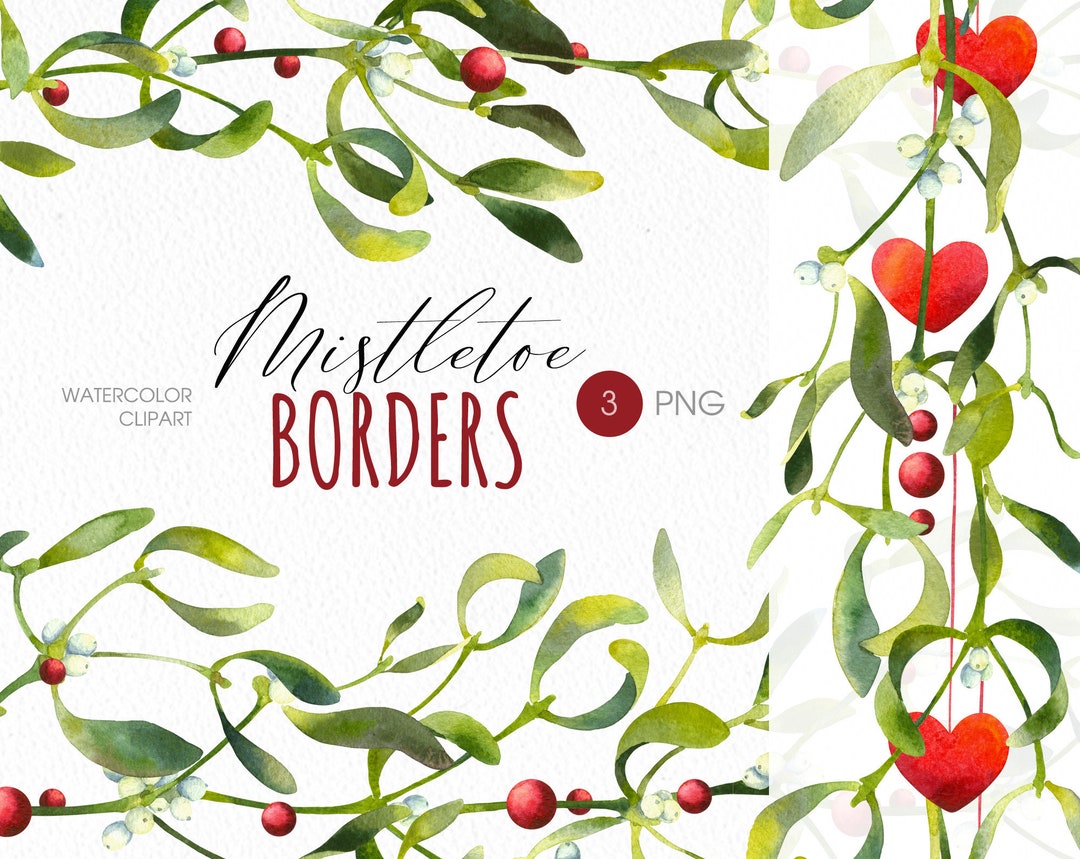 Christmas Mistletoe Garland PNG Clipart. Mistletoe Seamless Border ...