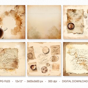 Vintage Coffee Watercolor Digital Paper, Abstract Retro Watercolor ...