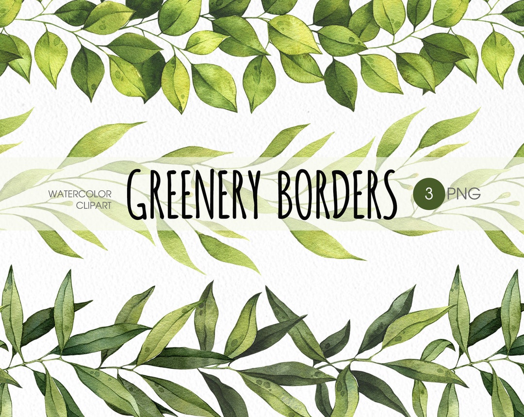 Greenery Border PNG Clipart. Greenery Garland Clipart. Watercolor ...
