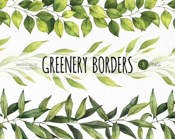 Greenery Border PNG Clipart. Greenery Garland Clipart. | Etsy