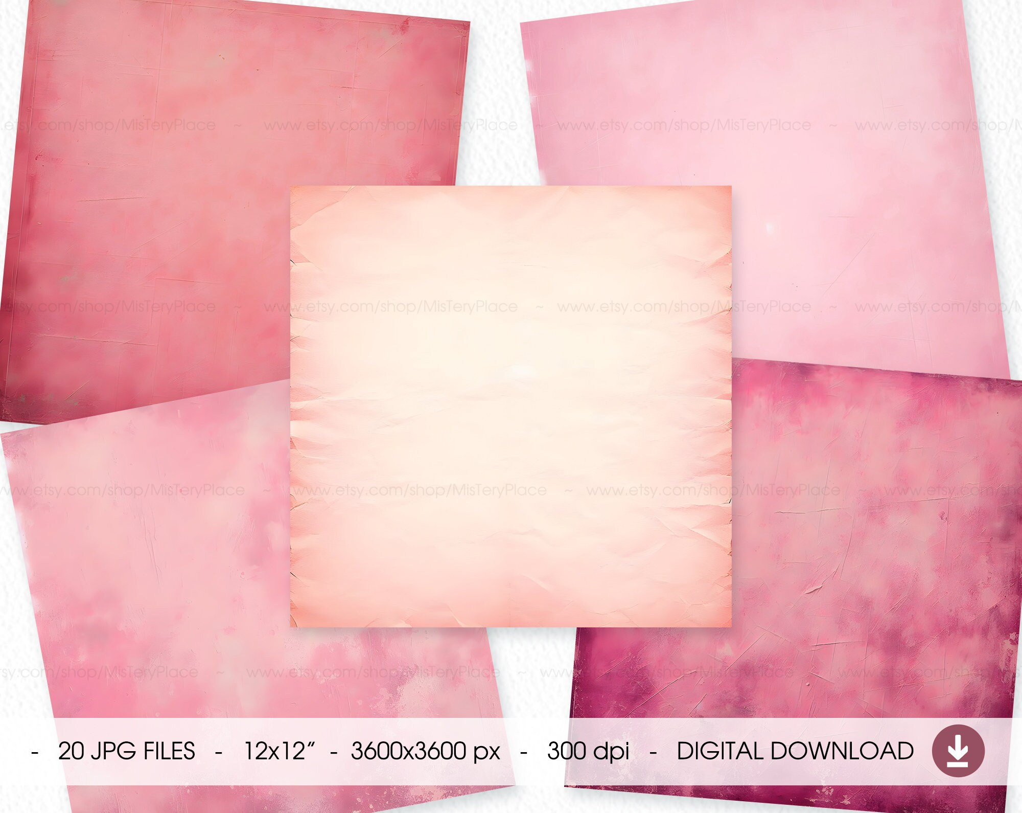 Vintage Pink Digital Paper, Abstract Blush Grunge Texture Wedding ...