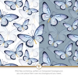 Blue Butterfly Digital Paper. Watercolor Butterfly Seamless Pattern ...