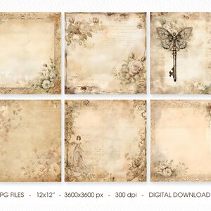 Vintage Shabby Chic Digital Paper, Grunge Distressed Background, Rustic ...