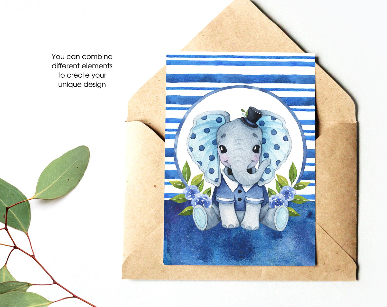 Baby Boy Elephant PNG Clipart. Elephant Cute Watercolor Clip - Etsy
