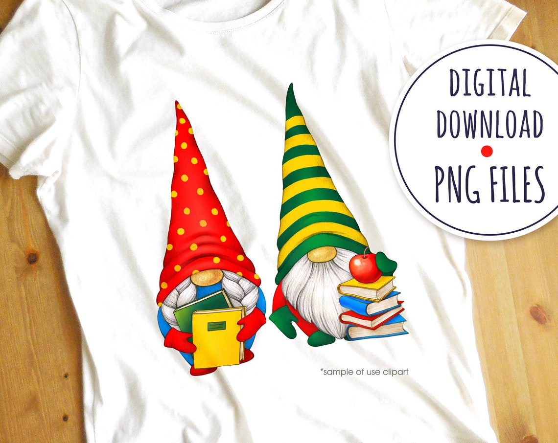 Back to School Gnome PNG Clipart. Teacher Gnome Watercolor - Etsy