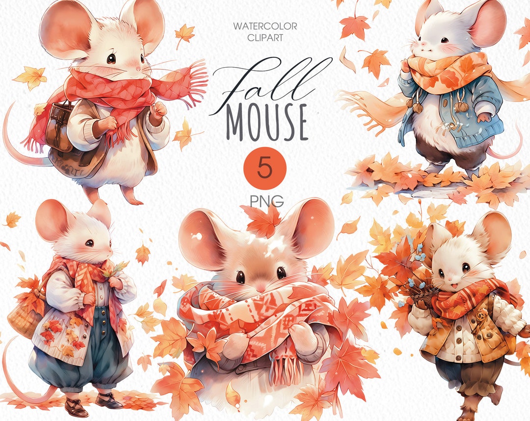Cute Fall Mouse PNG Clipart. Autumn Sublimation Designs, Digital ...