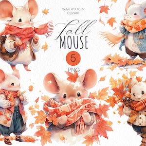 Cute Fall Mouse PNG Clipart. Autumn Sublimation Designs, Digital ...