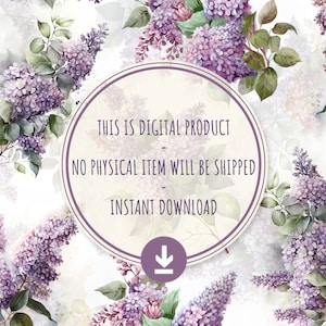 Lilac Floral Watercolor Digital Paper, Abstract Pastel Purple Scrapbook ...