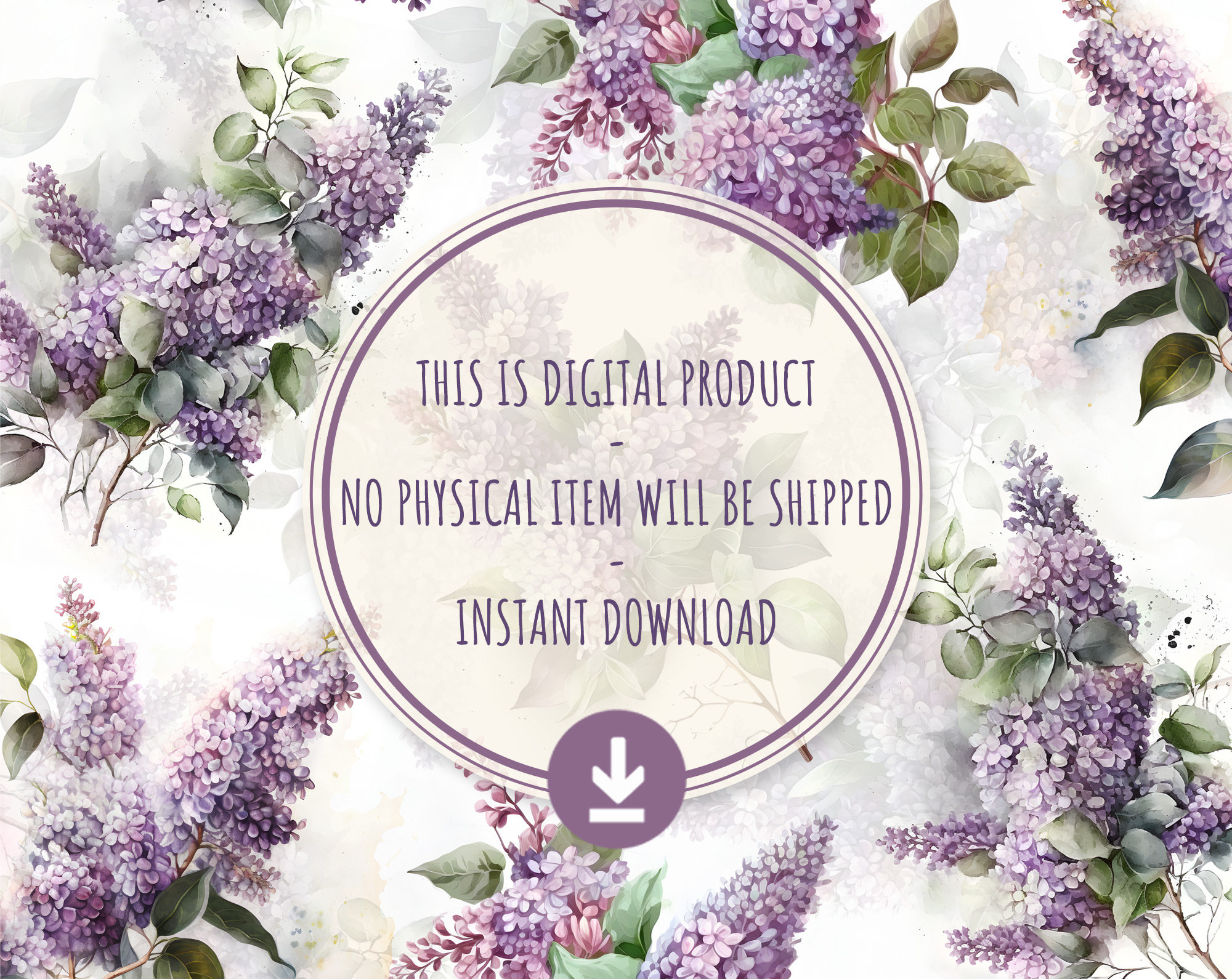 Lilac Floral Watercolor Digital Paper, Abstract Pastel Purple Scrapbook ...