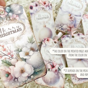 Vintage White Christmas Gift Tags, Printable DIY Pastel Christmas Decor ...