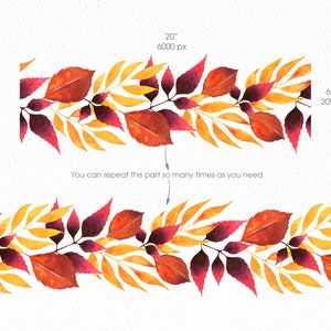 Fall Leaves Seamless Border PNG Clipart. Fall Garland Clipart, Printable Watercolor Autumn ...