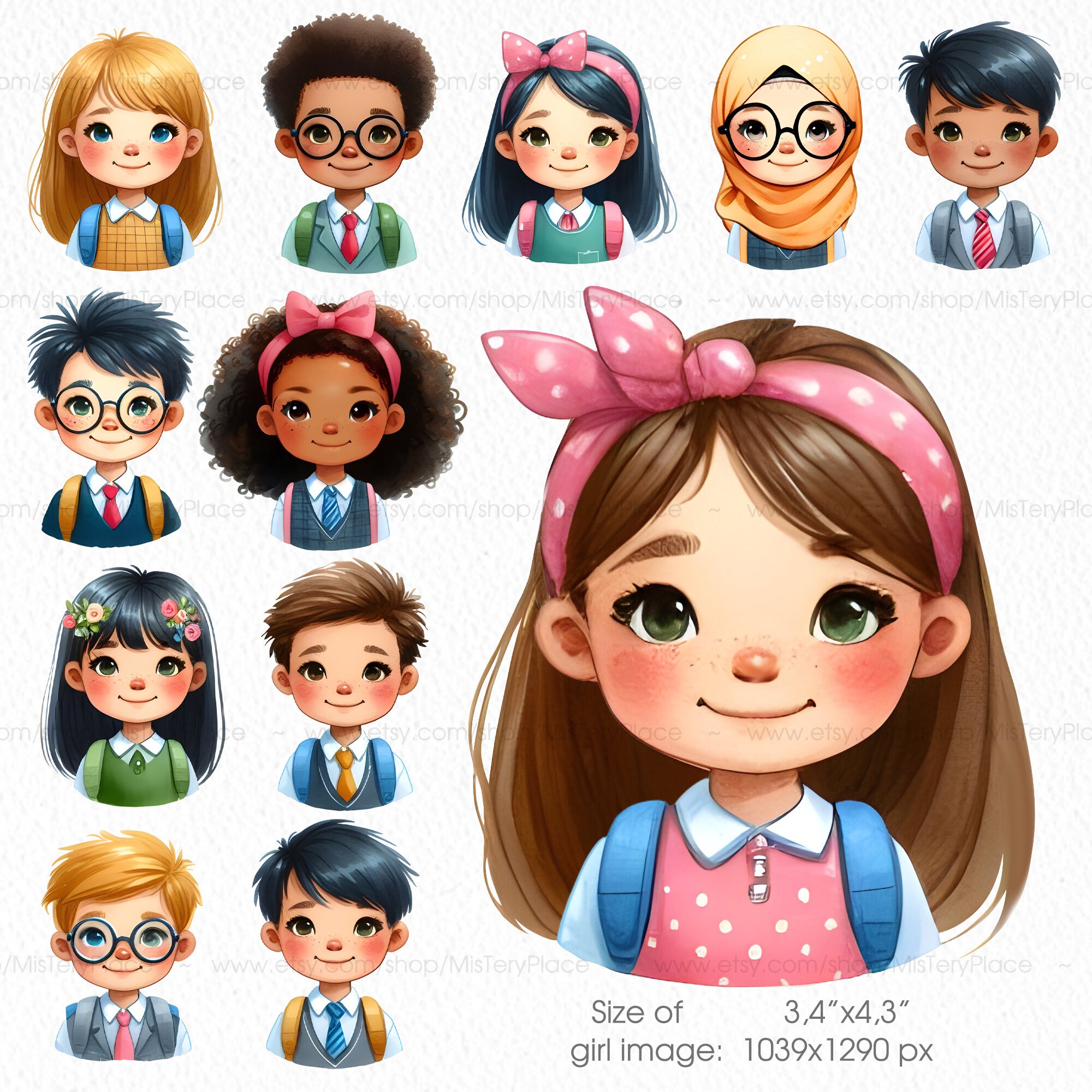 Back to School Bundle PNG Clipart. Cute Watercolor School Printable ...
