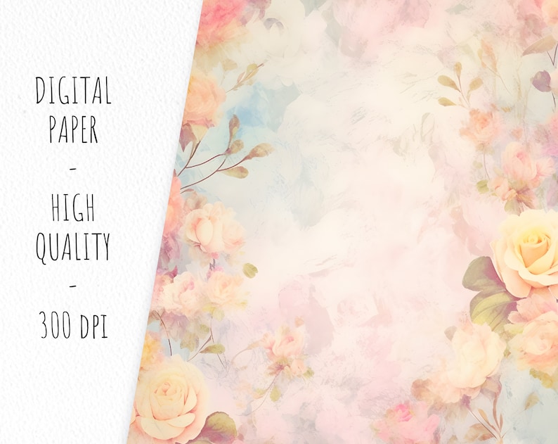 Rainbow Floral Watercolor Scrapbook Paper, Colorful Abstract Flowers ...