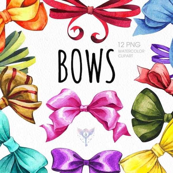 Blue Watercolor Bow Clipart - Etsy