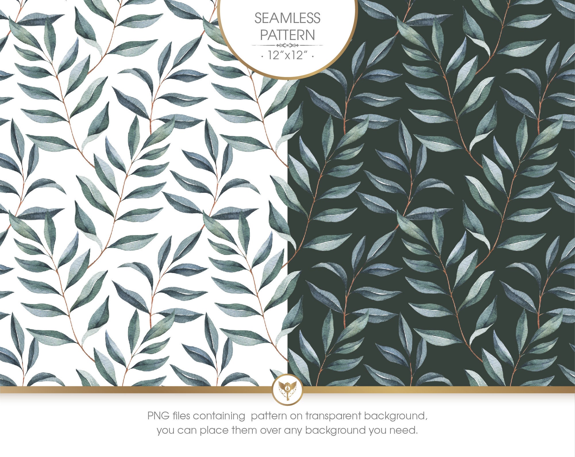 Sage Green Floral Digital Paper. Eucalyptus Seamless Pattern. - Etsy