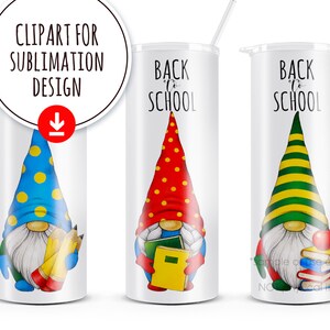 Back to School Gnome PNG Clipart. Teacher Gnome Watercolor Clipart - Etsy