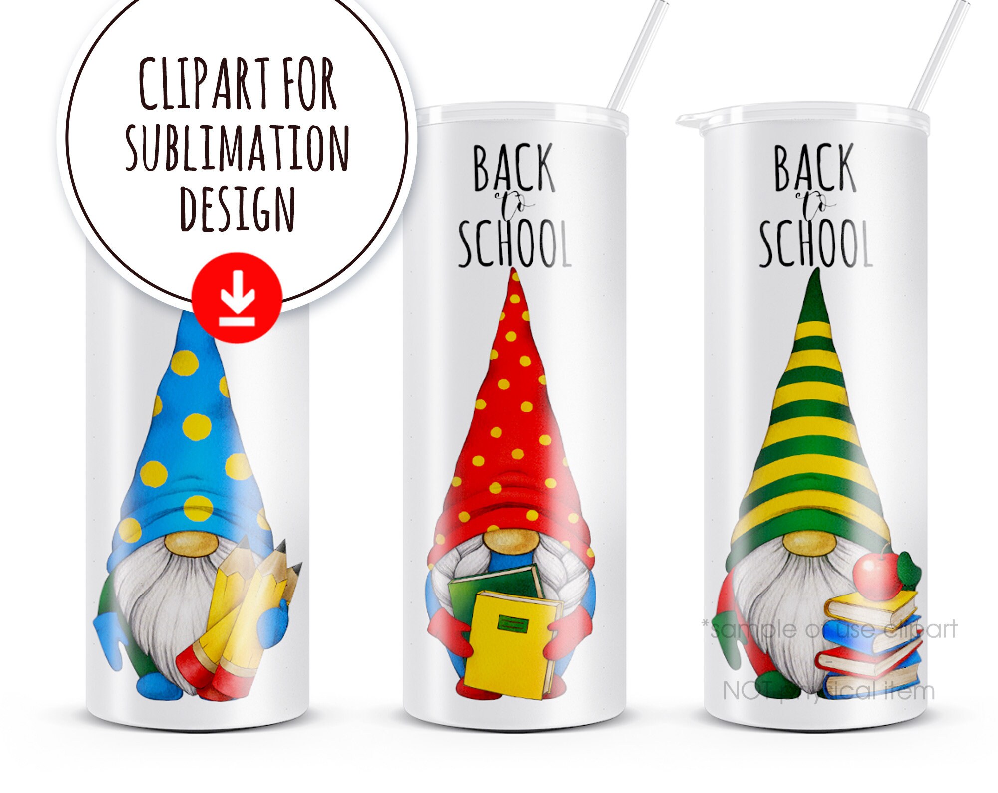 Back to School Gnome Watercolor Clipart (PNG) - Etsy