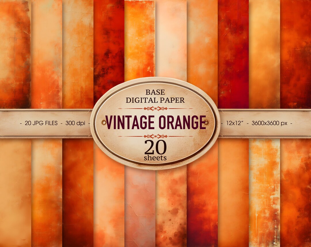Vintage Orange Digital Paper, Abstract Grunge Fall Wedding Scrapbook ...