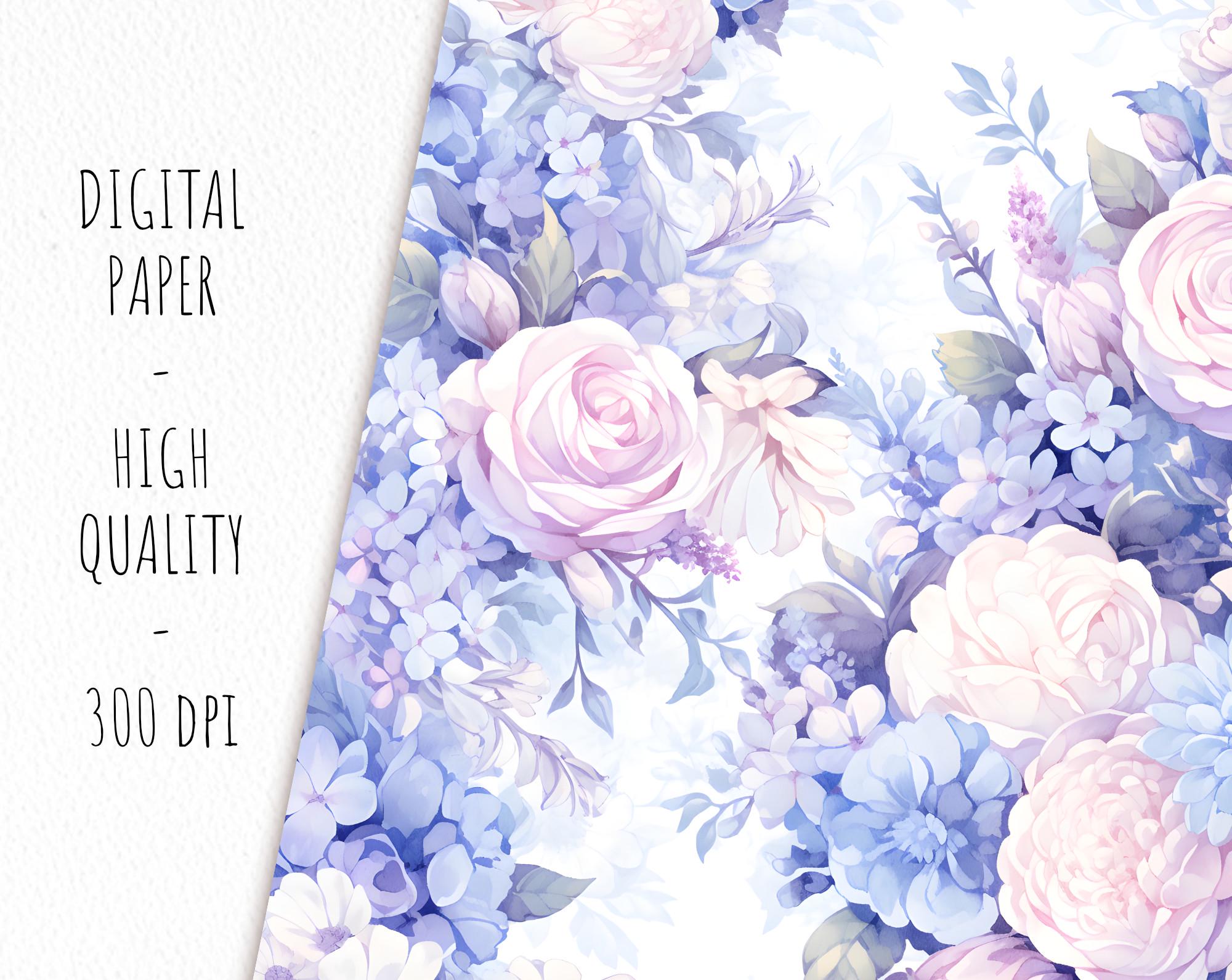 Purple Watercolor Floral Digital Paper (digital Download, 8.5x11") - Etsy