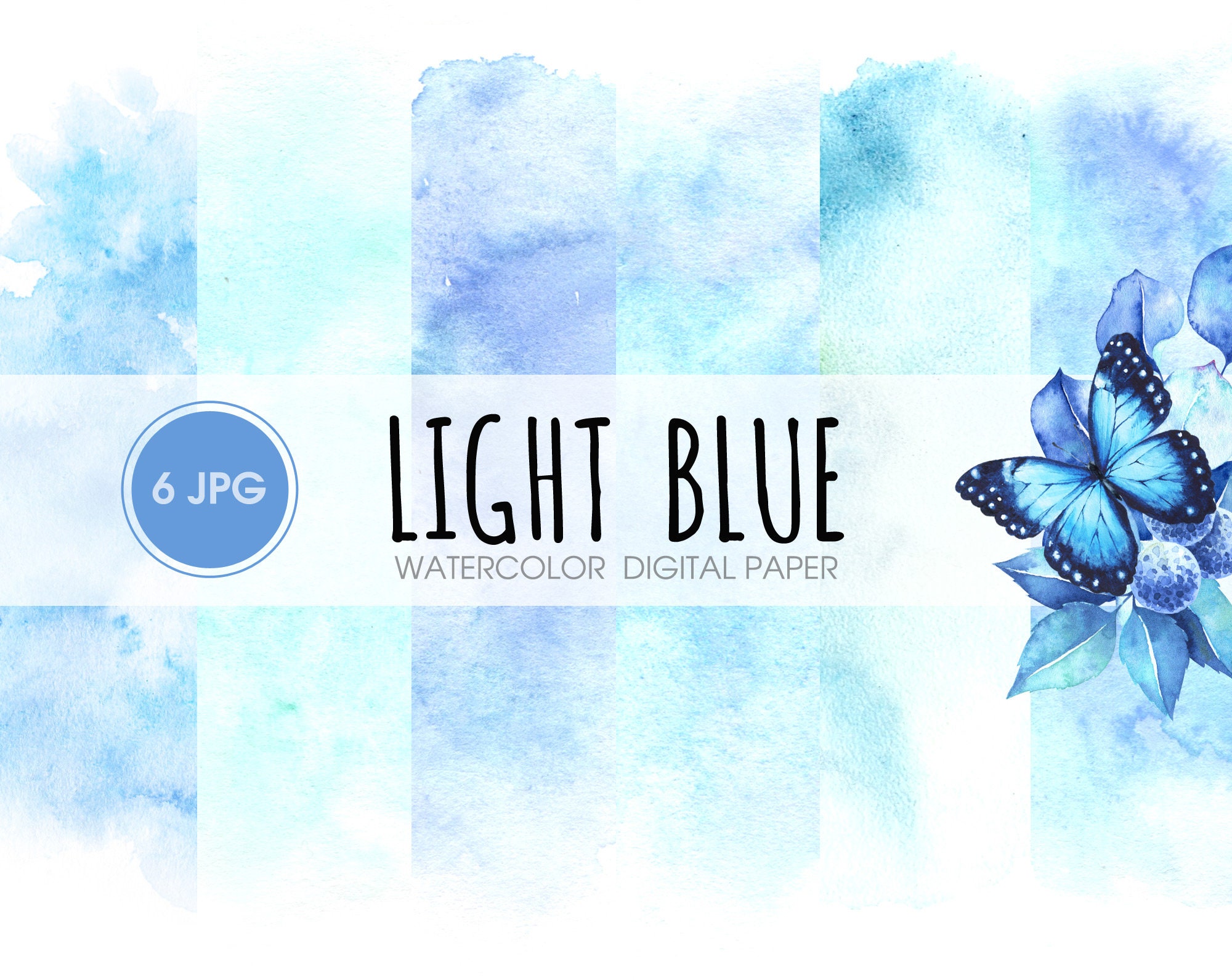 Blue Watercolor Digital Paper Abstract Watercolor Stain - Etsy