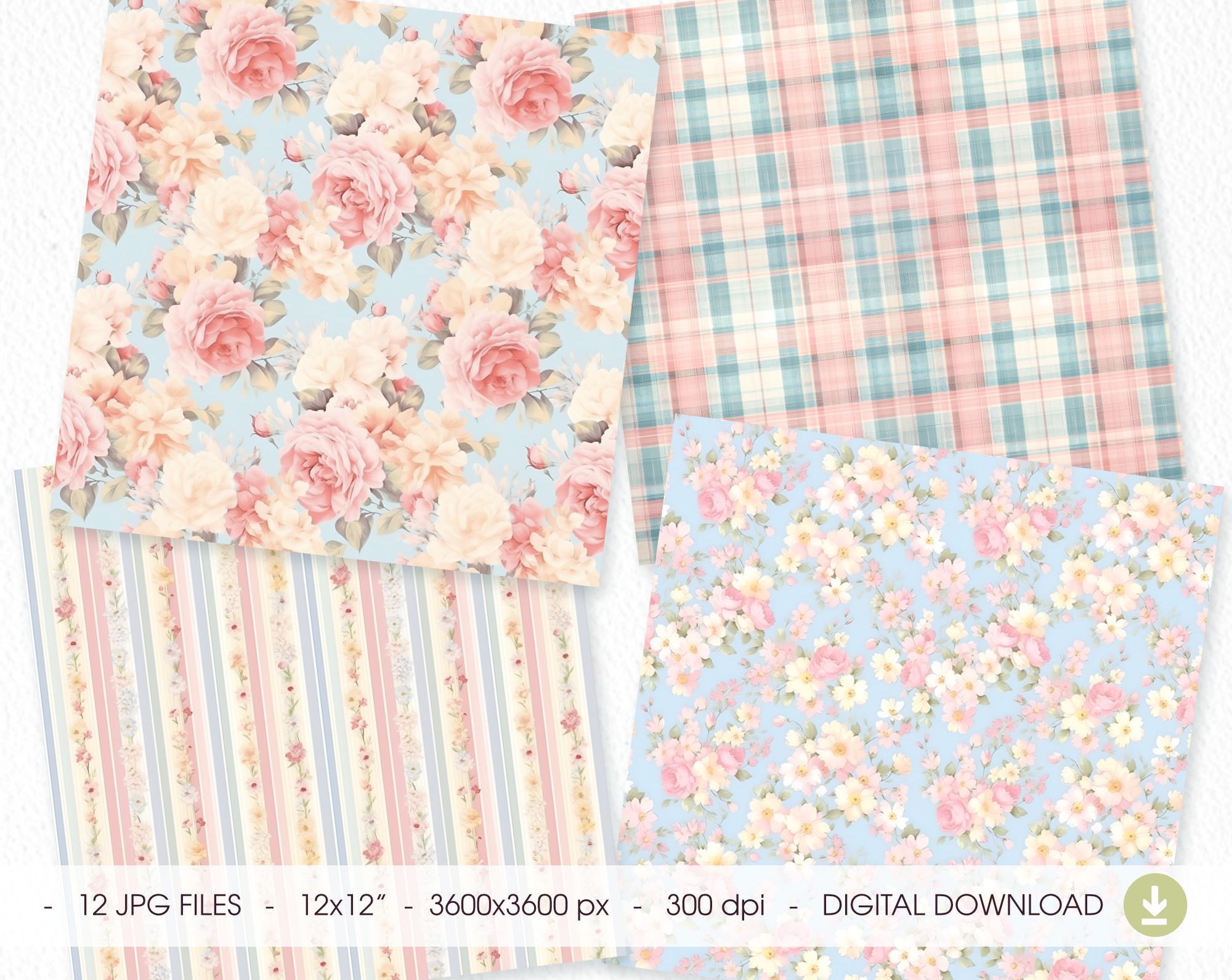 Vintage Spring Digital Paper: Printable Pastel Floral Scrapbook ...