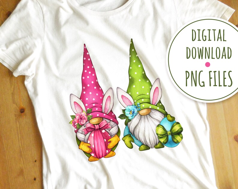Easter Gnomes PNG Clipart. Bunny Ears Cute Gnomes Watercolor - Etsy