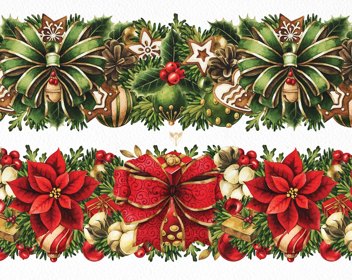 Christmas Border PNG Clipart. Christmas Floral Border. Watercolor ...