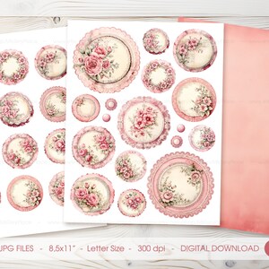 Pink Shabby Chic Round Tags, Vintage Printable DIY Blush Circle Labels ...